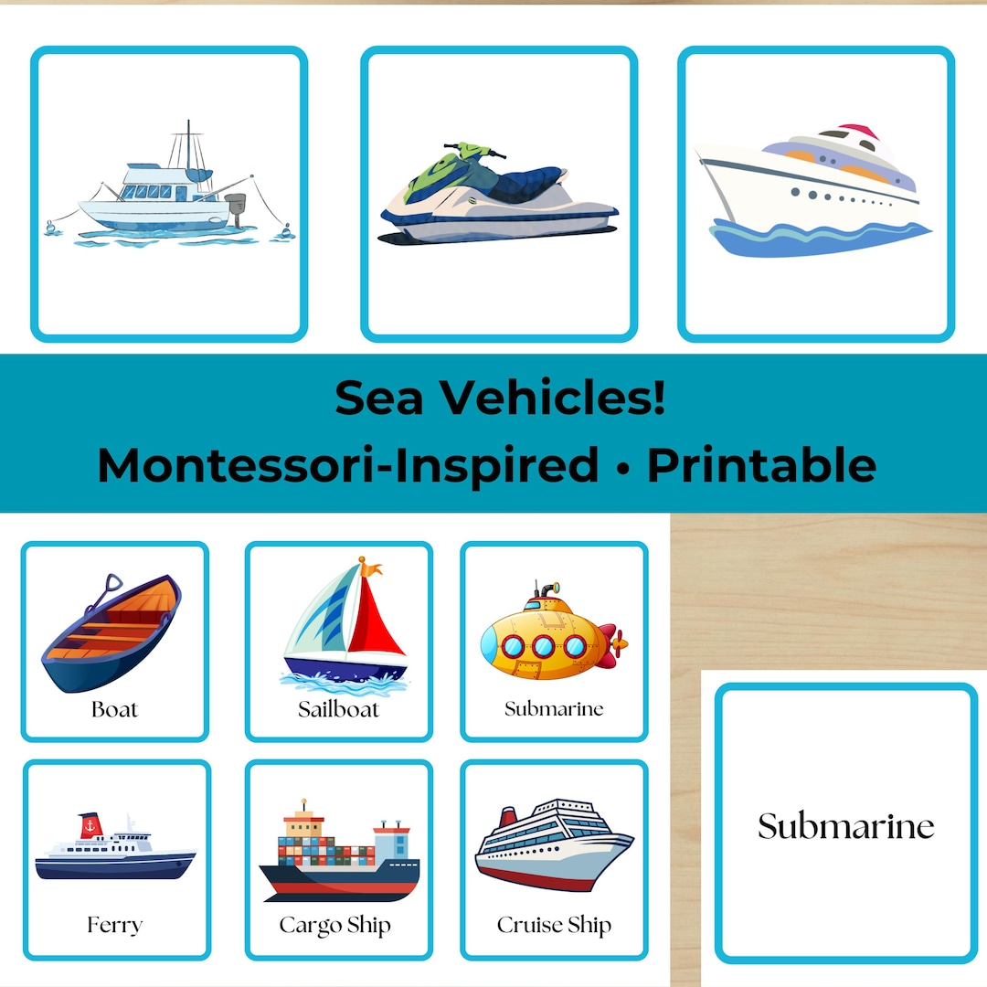 Boat Flashcards | Montessori Printable PDF | Preschool Water ...