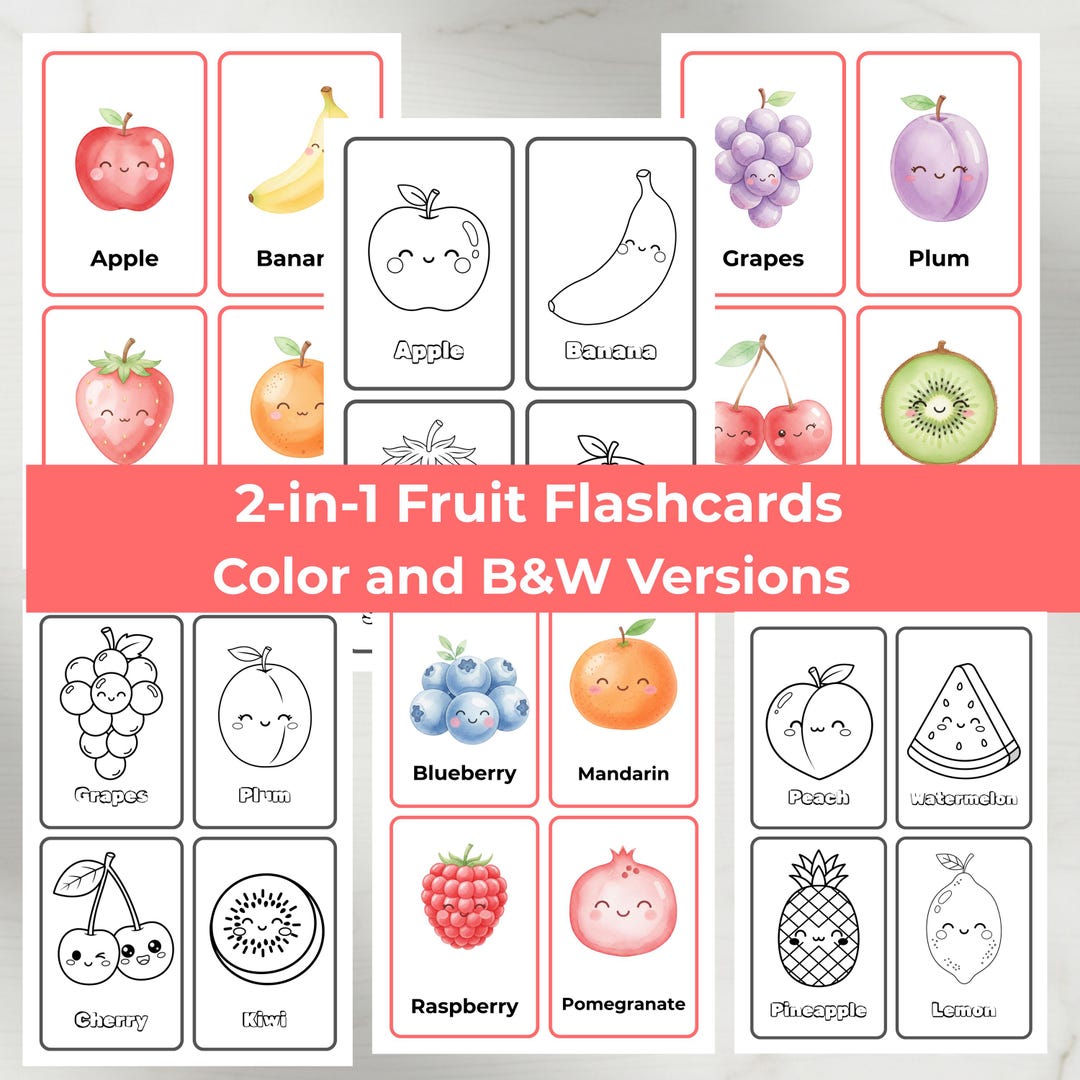 Fruit Flashcards | Color & Coloring, Preschool Learning (PDF Format A4 ...