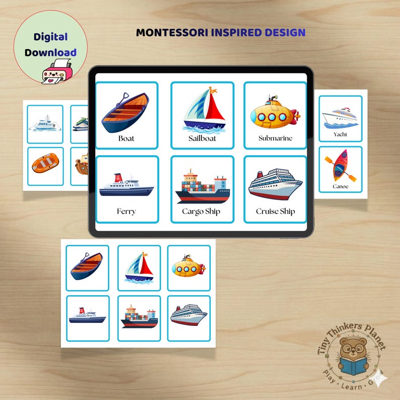 Montessori Boat Flashcards | Water Transport Learning (PDF Set) - Etsy