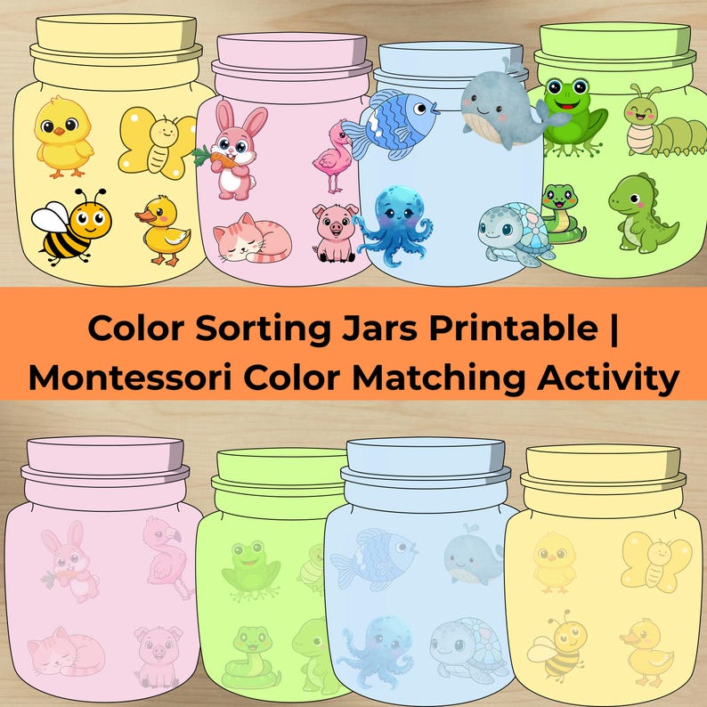 Color Sorting Jars Printable | Montessori Color Matching Activity for ...