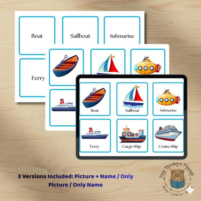 Montessori Boat Flashcards | Water Transport Learning (PDF Set) - Etsy