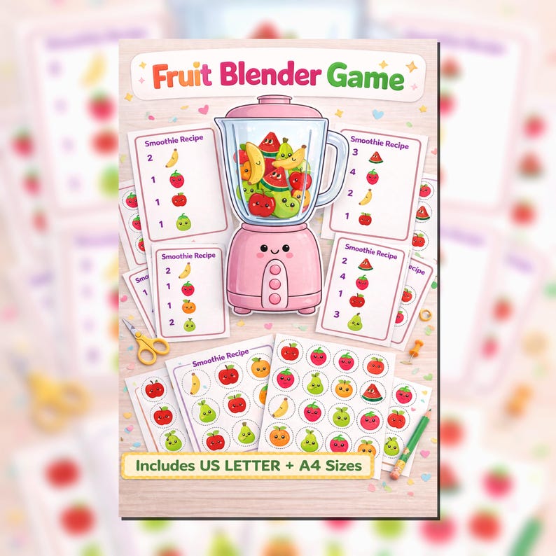 Fruit Blender Game Printable | Smoothie Counting Activity | Preschool ...