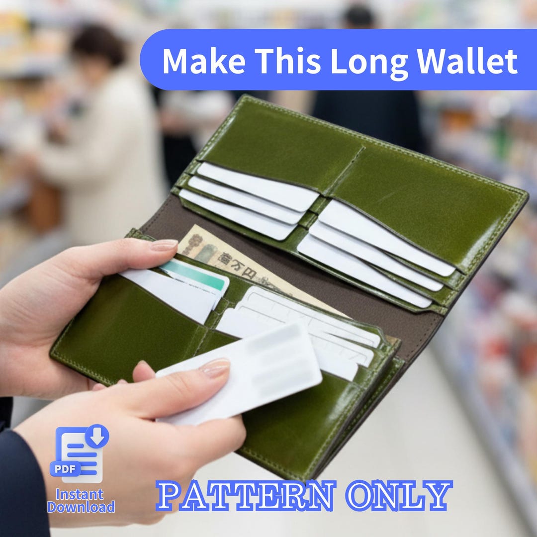 Long Bifold Wallet Pattern (PDF Download) | Beginner-friendly Leather ...