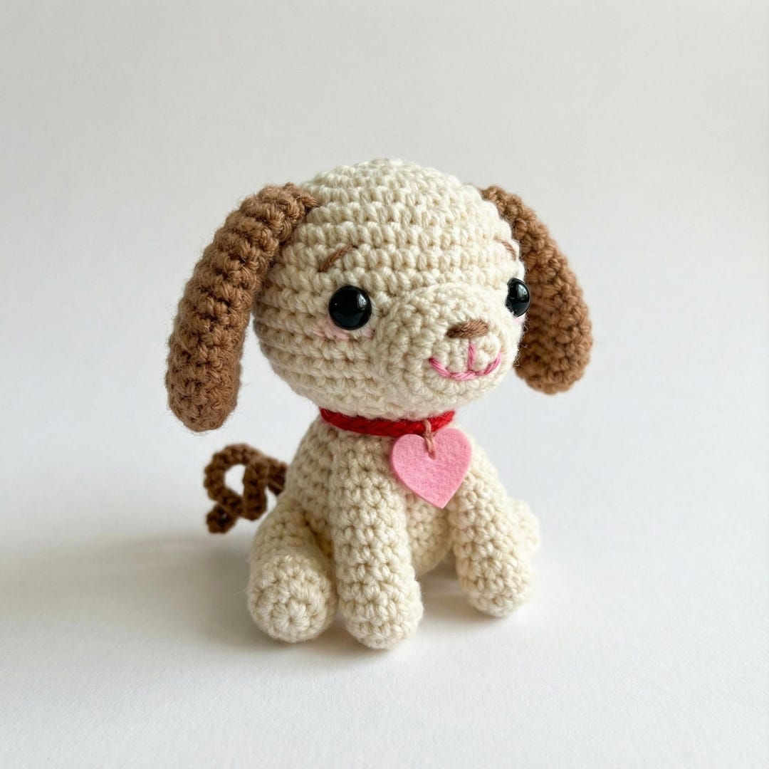 Puppy Love Amigurumi Crochet Dog With Heart Collar | Handmade Cute Dog ...