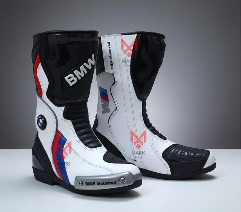 BMW White Motorcycle Boots Men's: Motorrad Bikers Cowhide Leather ...