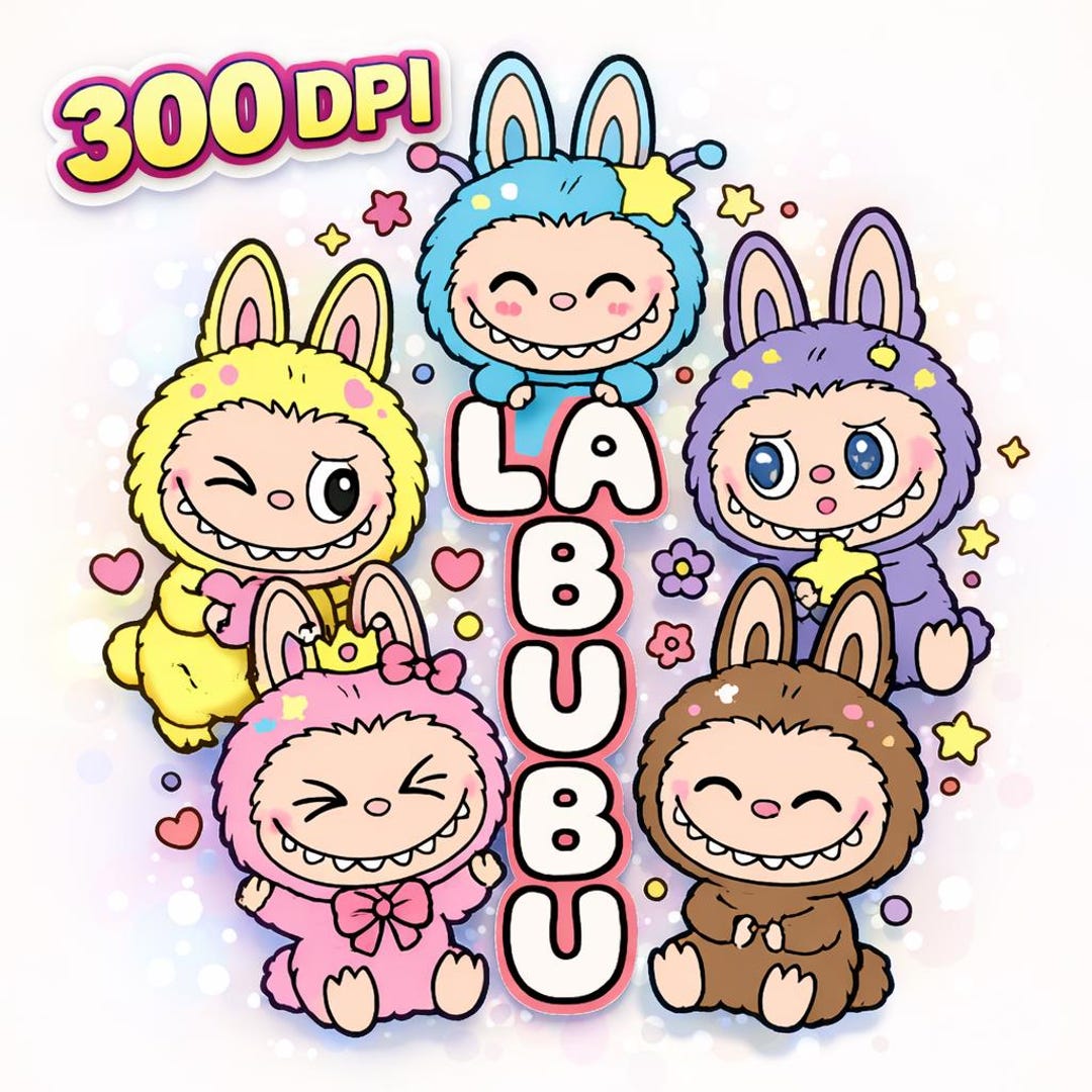 5 Labubu PNG Svg Bundle, Digital Download Clipart for Shirt, Design ...