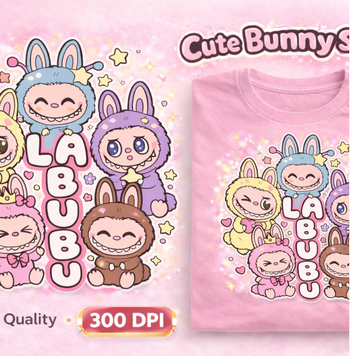 5 Labubu PNG Svg Bundle, Digital Download Clipart for Shirt, Design ...