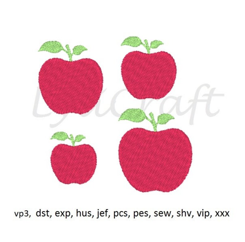 3 Designs Mini Apple Embroidery Design Apple Embroidery | Etsy