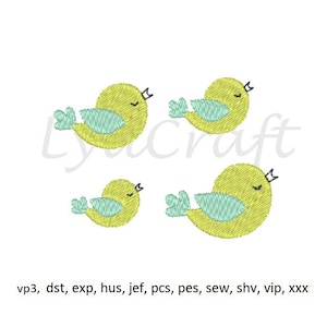 Mini Bird Machine Embroidery, Small Bird Machine Embroidery, Mini Fill ...