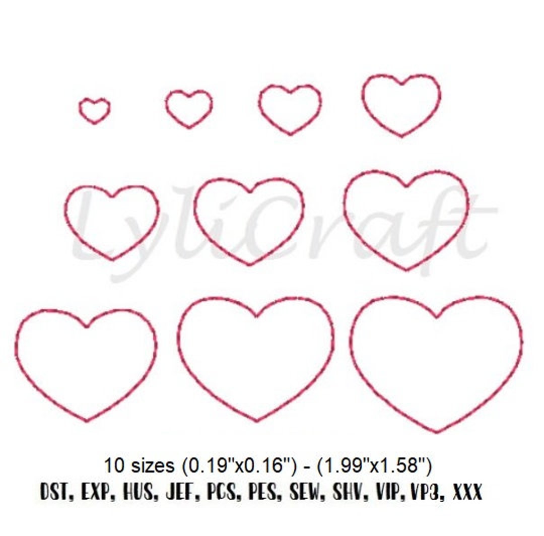 Mini Heart Embroidery Design, Small Heart Machine Embroidery Designs ...