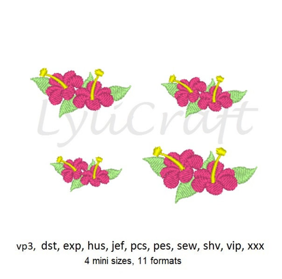 Mini Hibiscus Embroidery Designs, Small Hibiscus Machine Embroidery ...