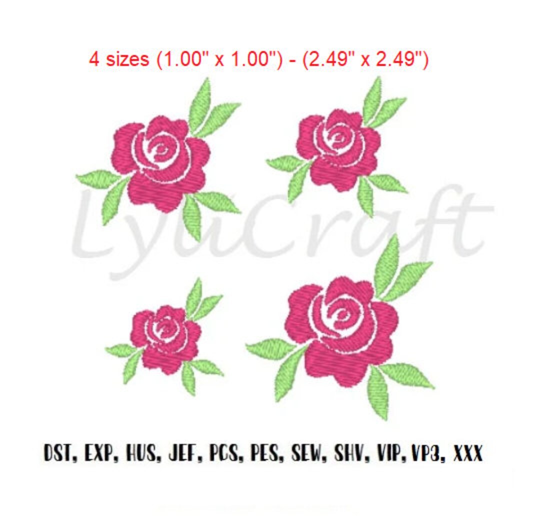 Mini Flower Embroidery Design, Rose Embroidery Design, Mini Rose ...