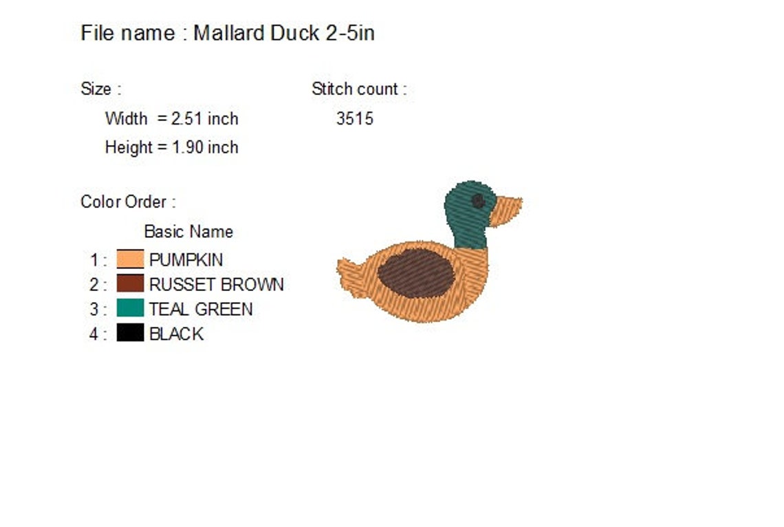 Mini Duck Embroidery Design, Small Duck Machine Embroidery Design ...