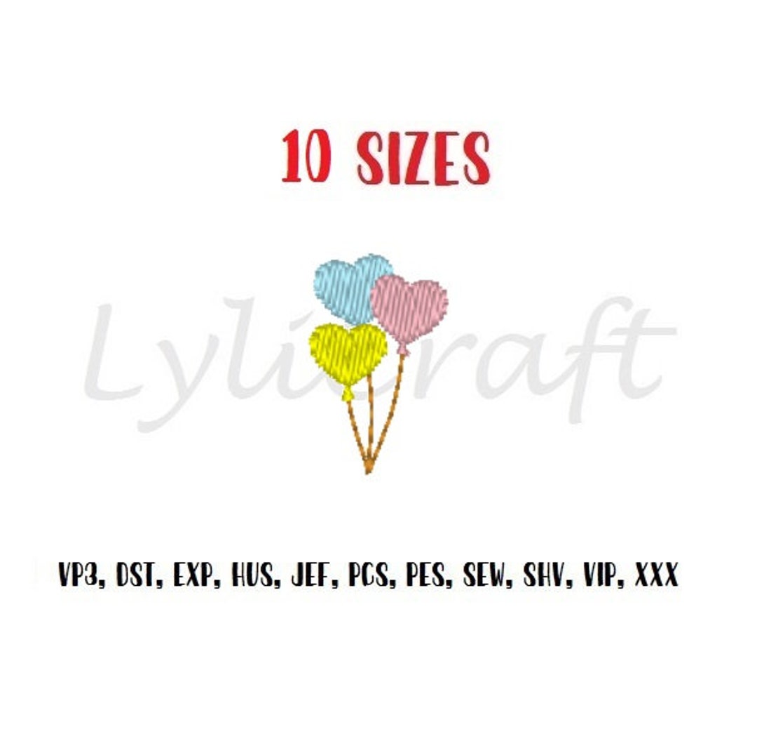 Mini Balloons Embroidery Design, Small Heart Balloons Machine ...