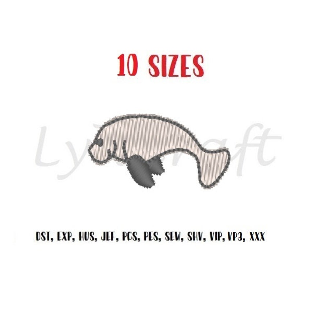 Mini Manatee Embroidery Design, Small Bbaby Manatee Machine Embroidery ...