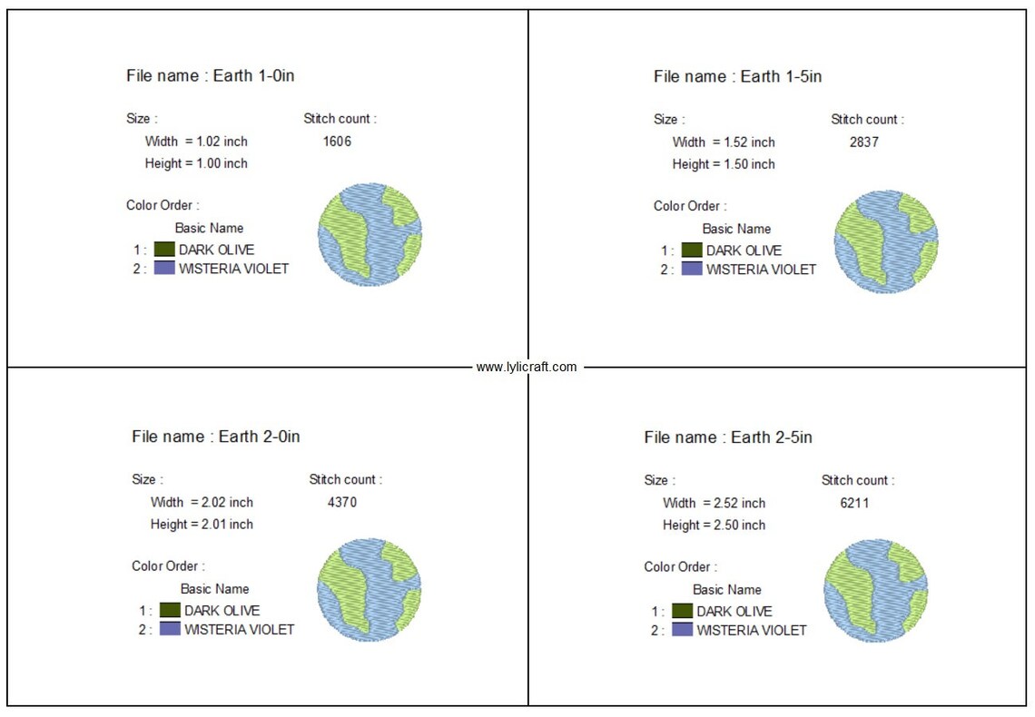 Mini Earth Embroidery Design Earth Machine Embroidery | Etsy