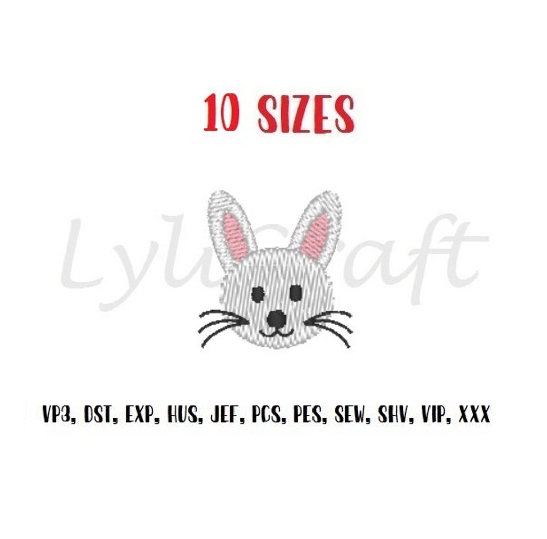 Mini Rabbit Embroidery Design, Small Rabbit Face Machine Embroidery ...