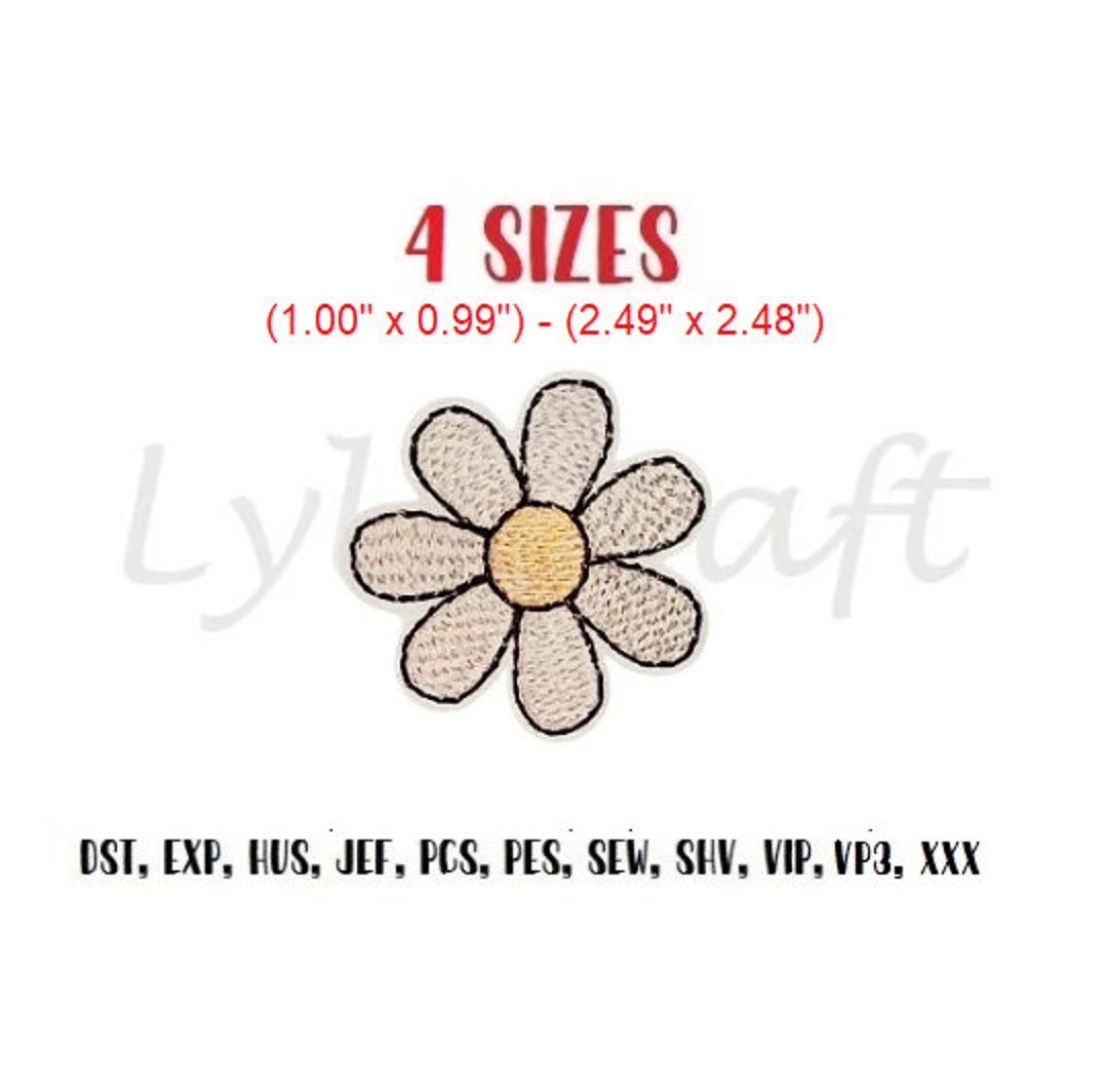 Daisy Sketch Stitch Embroidery Design, Small Mini Flower Machine ...