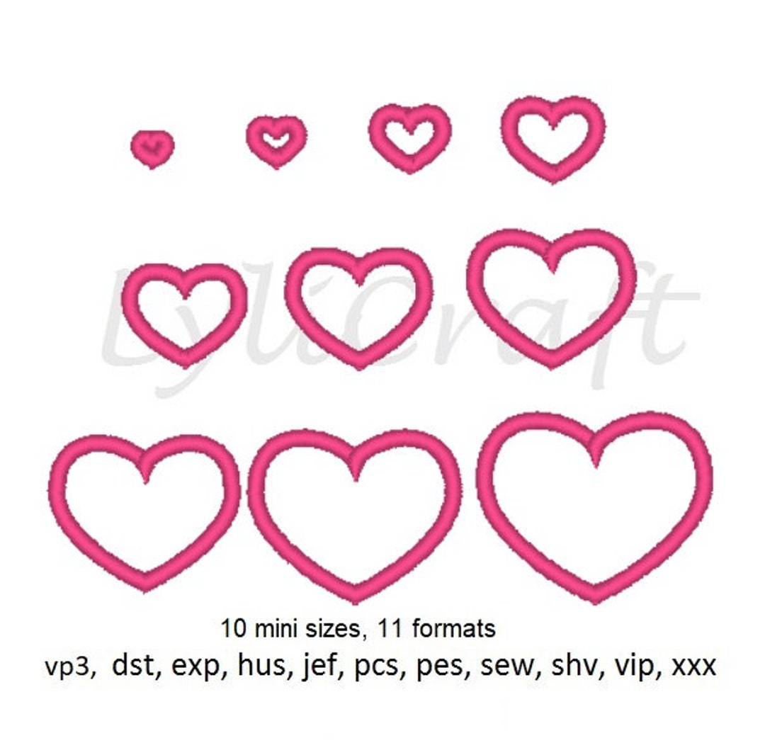 Mini Heart Embroidery Design, Small Heart Machine Embroidery Designs ...