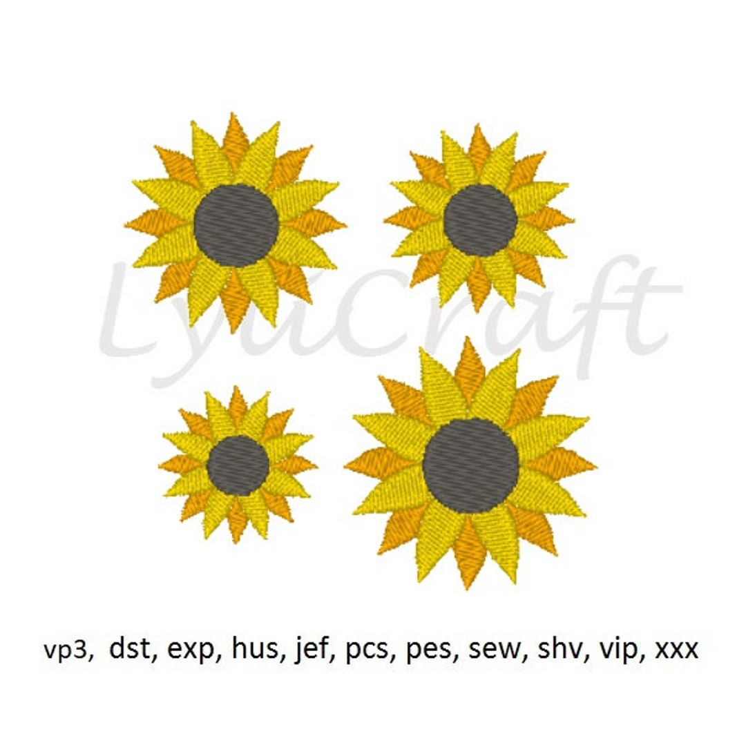 Mini Sunflower Embroidery Design, Small Sunflowers Machine Embroidery ...