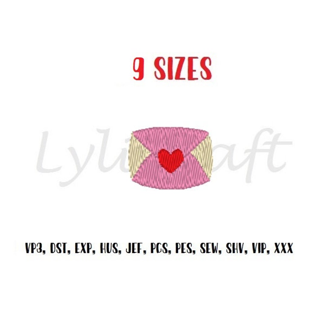 Mini Love Letter Embroidery Design, Love Envelope Machine Embroidery ...