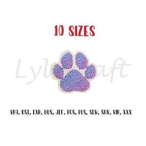 Mini Paw Embroidery Design, Small Paw Machine Embroidery Designs, Ombre ...