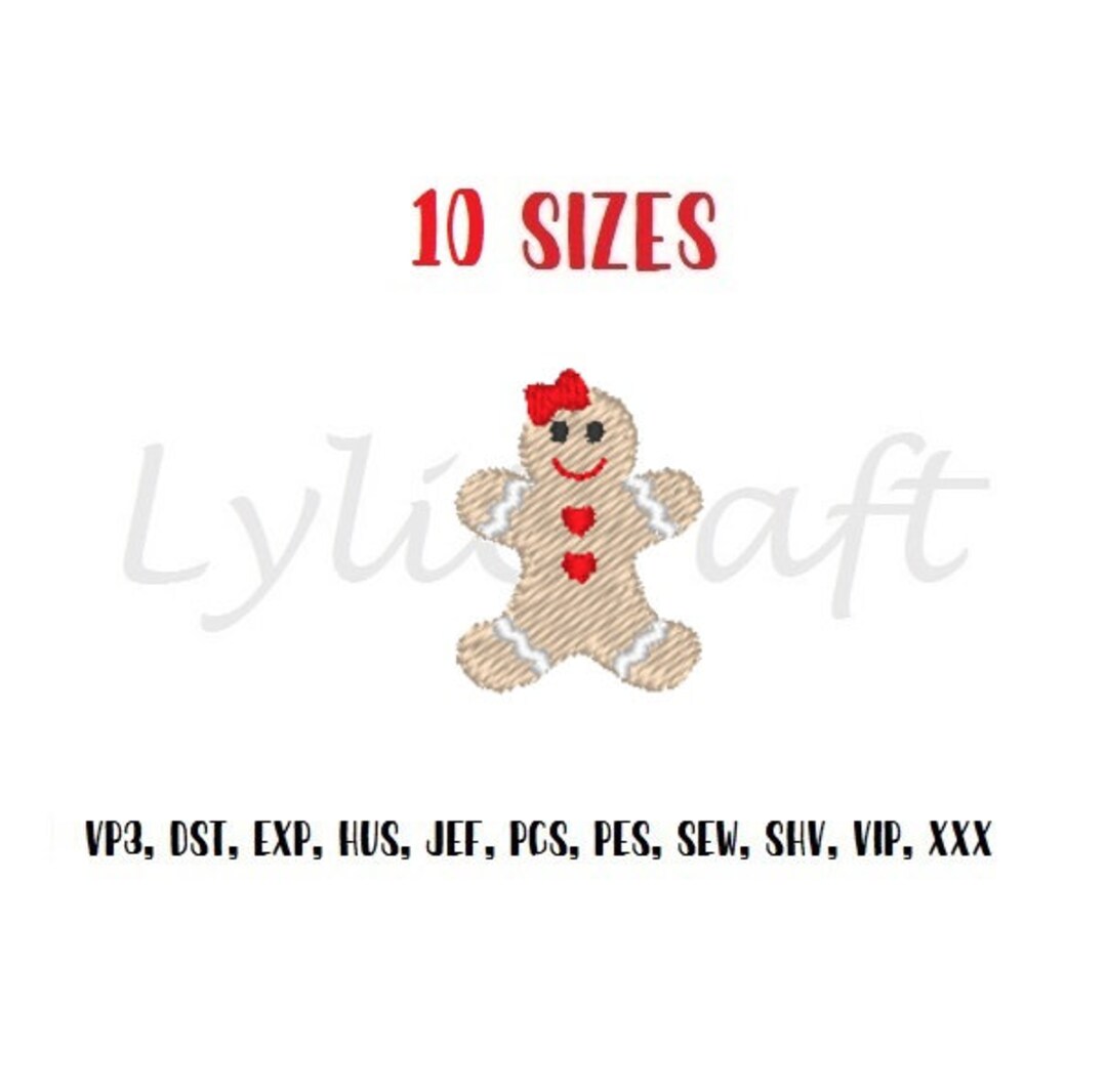 Mini Gingerbread Embroidery Design, Mini Christmas Embroidery Designs ...
