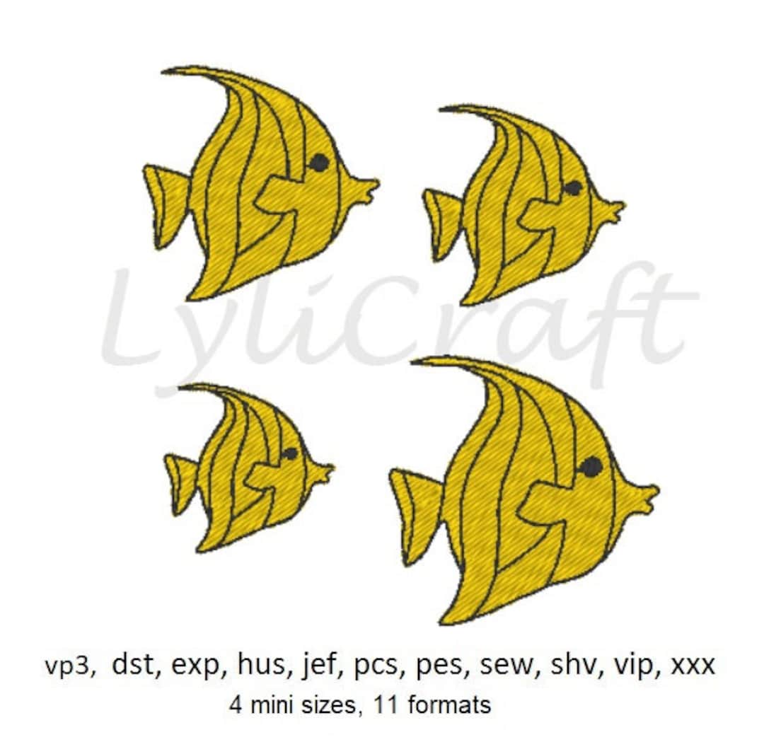Mini Fish Embroidery Design, Coral Fish Embroidery Designs, Summer ...