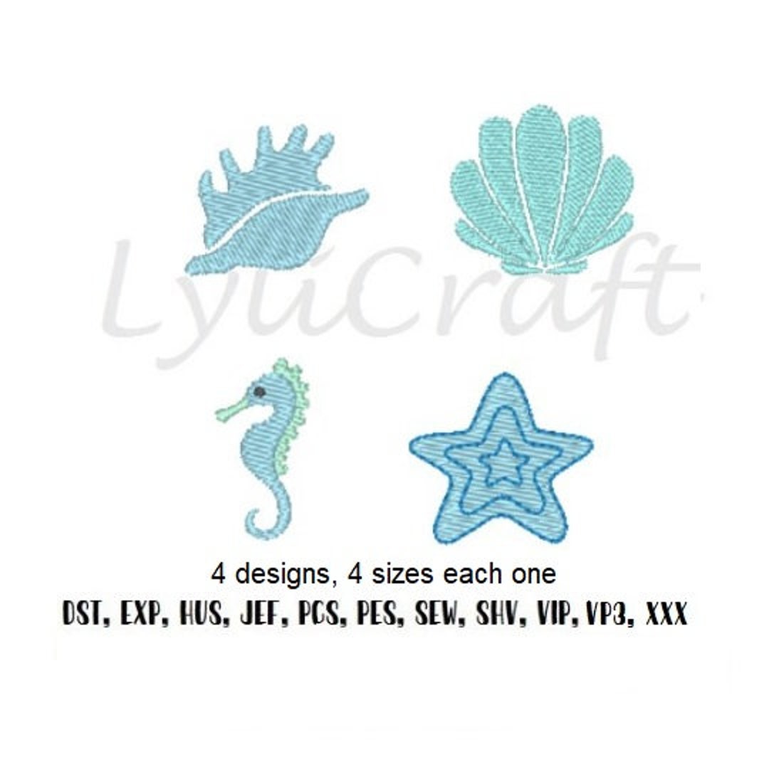 Mini Sea Shell Embroidery, Small Starfish Embroidery, Mini Seahorse ...