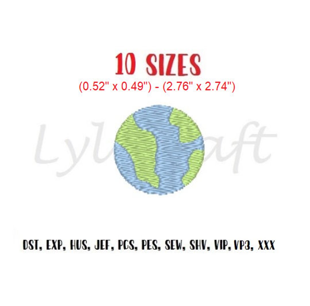 Mini Earth Embroidery Design, Earth Machine Embroidery Designs, Mini ...