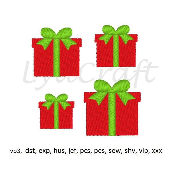 Mini gift box embroidery design mini present embroidery | Etsy