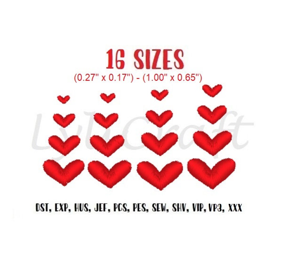 Mini Heart Embroidery Design, Small Heart Machine Embroidery Designs ...