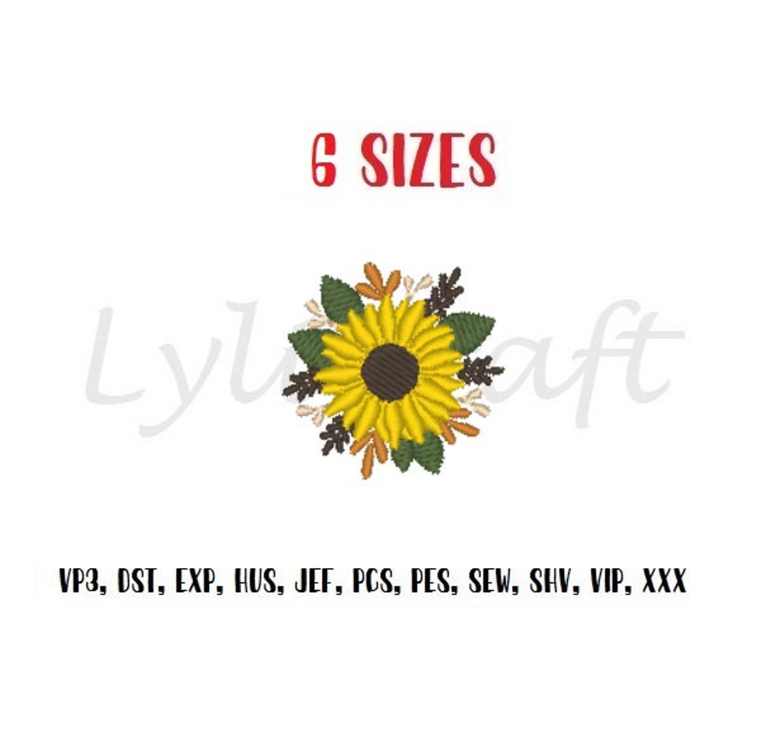 Mini Sunflower Embroidery Design, Small Sunflowers Machine Embroidery ...