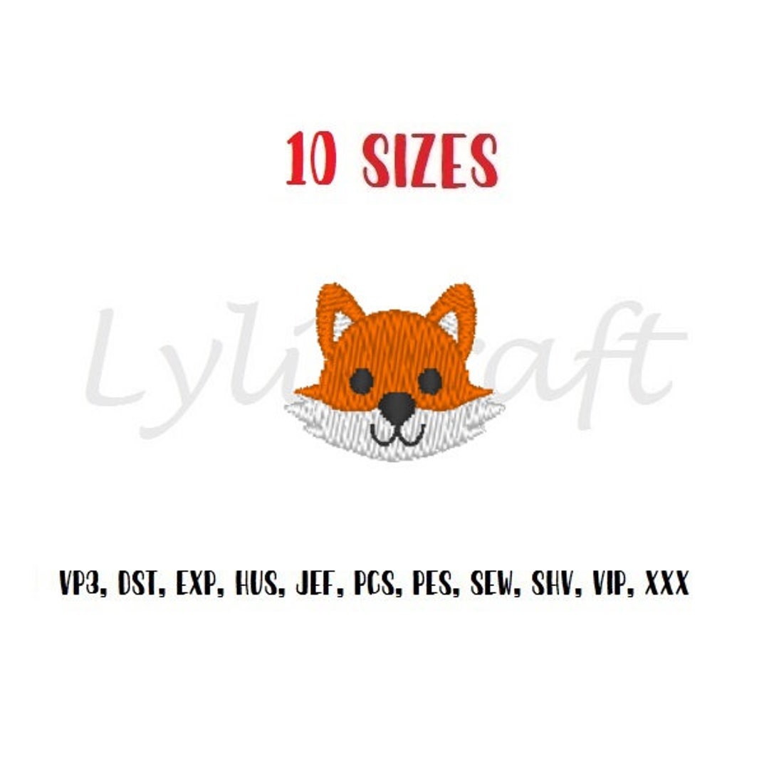 Mini Fox Embroidery Design, Small Fox Machine Embroidery Designs, Face ...