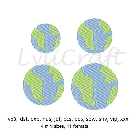 Mini Earth Embroidery Design Earth Machine Embroidery | Etsy