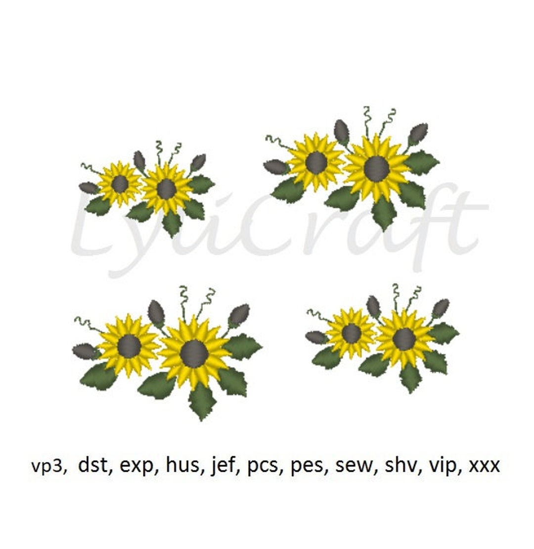 Mini Sunflower Embroidery Design, Small Sunflower Machine Embroidery ...