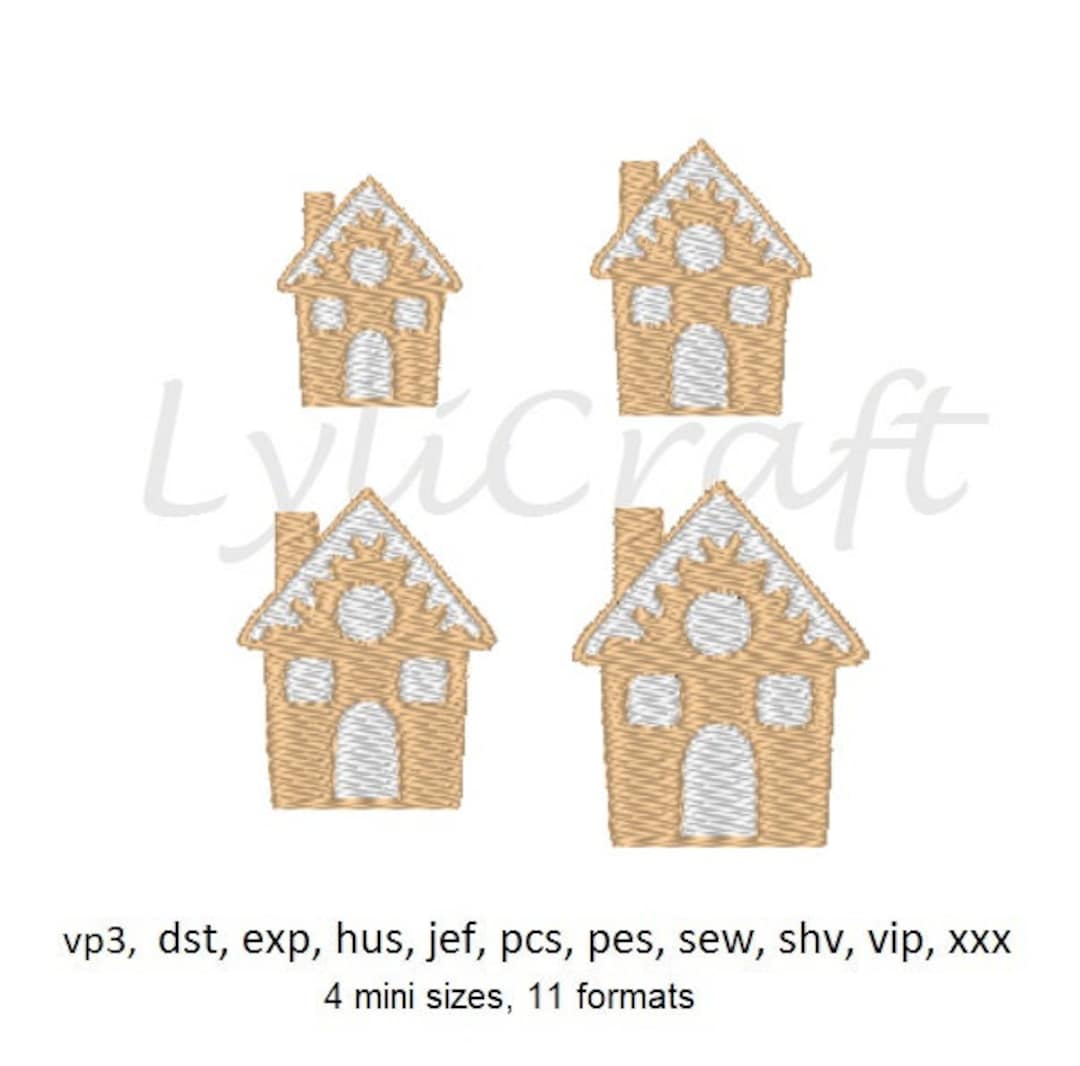 Mini Gingerbread House Embroidery Design, Small Gingerbread House ...