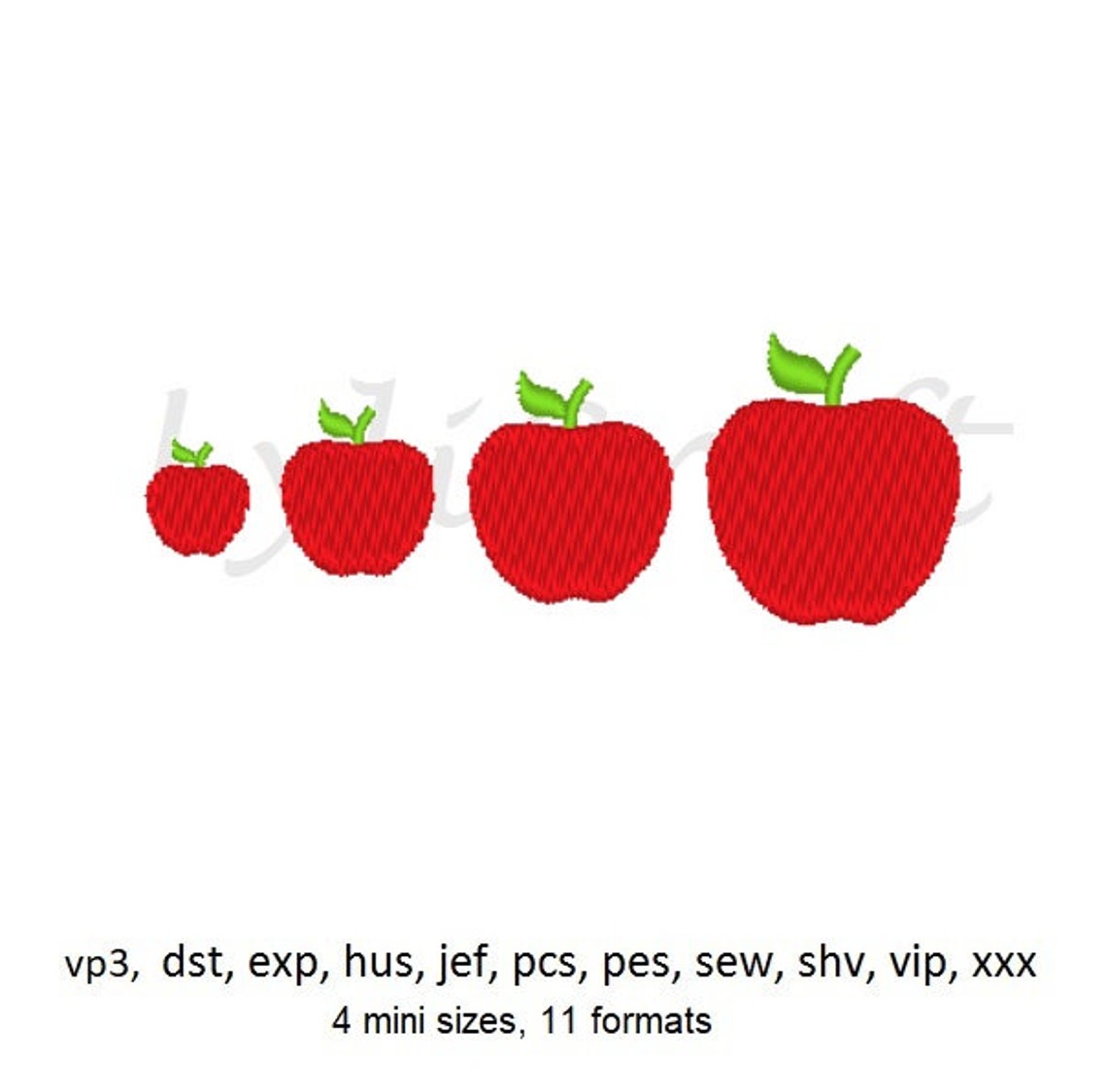 3 Designs Mini Apple Embroidery Design Apple Embroidery | Etsy