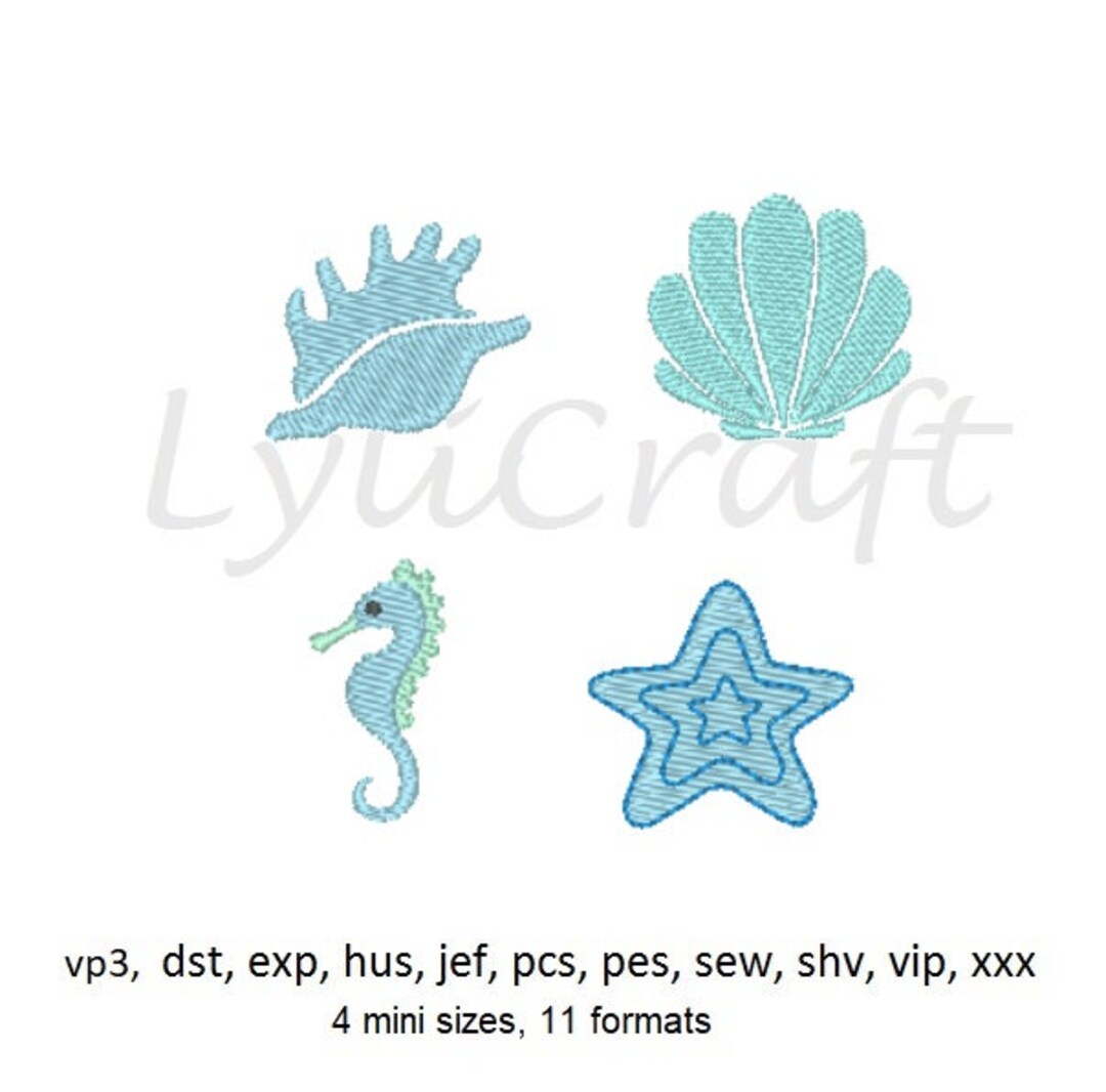 Mini Sea Shell Embroidery Small Starfish Embroidery Mini - Etsy
