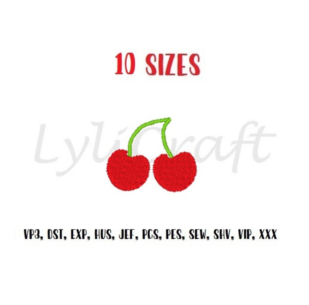 Mini Cherry Embroidery Design, Small Cherry Machine Embroidery Design ...