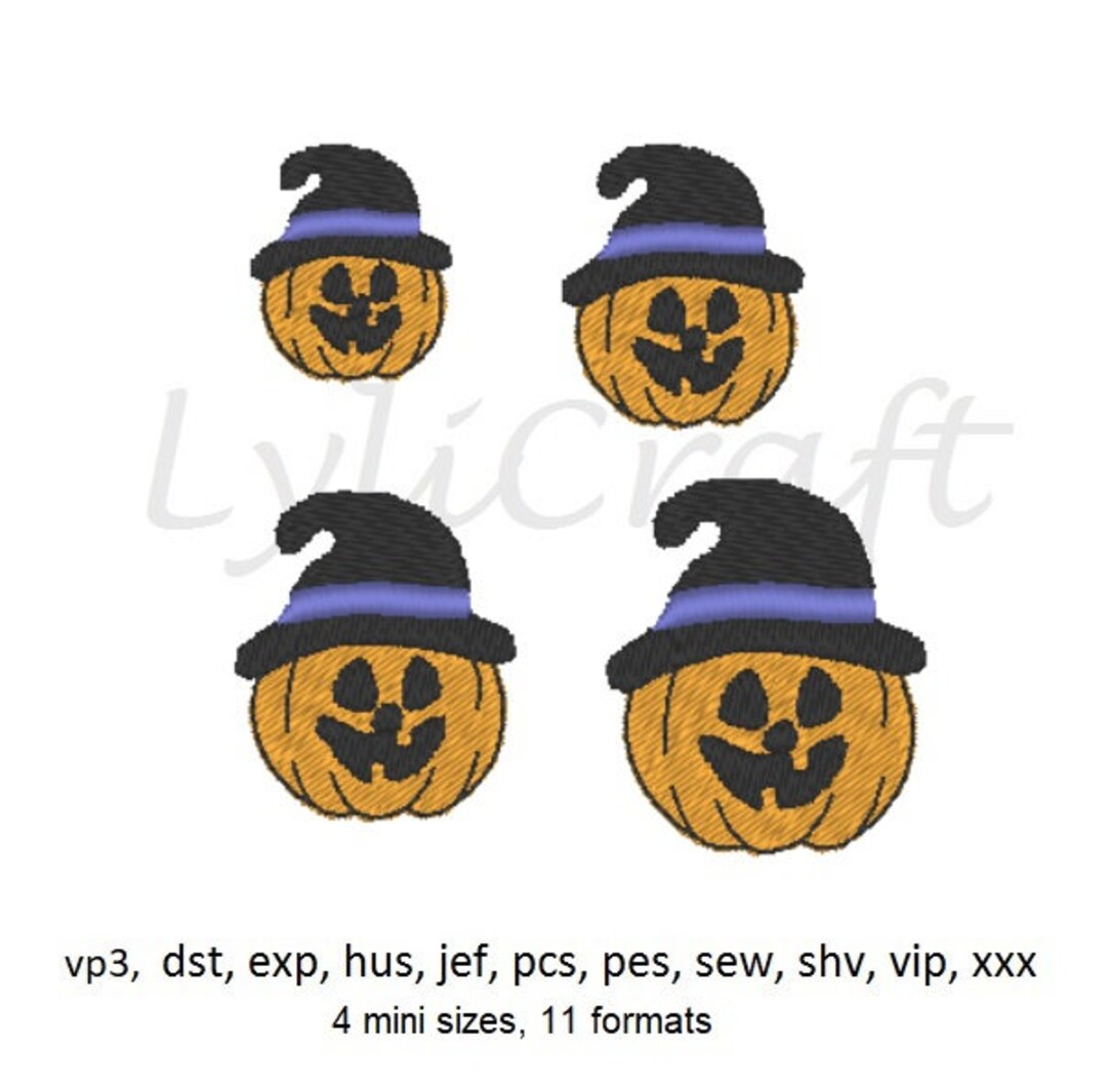 Mini Halloween Pumpkin Embroidery Design, Small Halloween Pumpkin ...