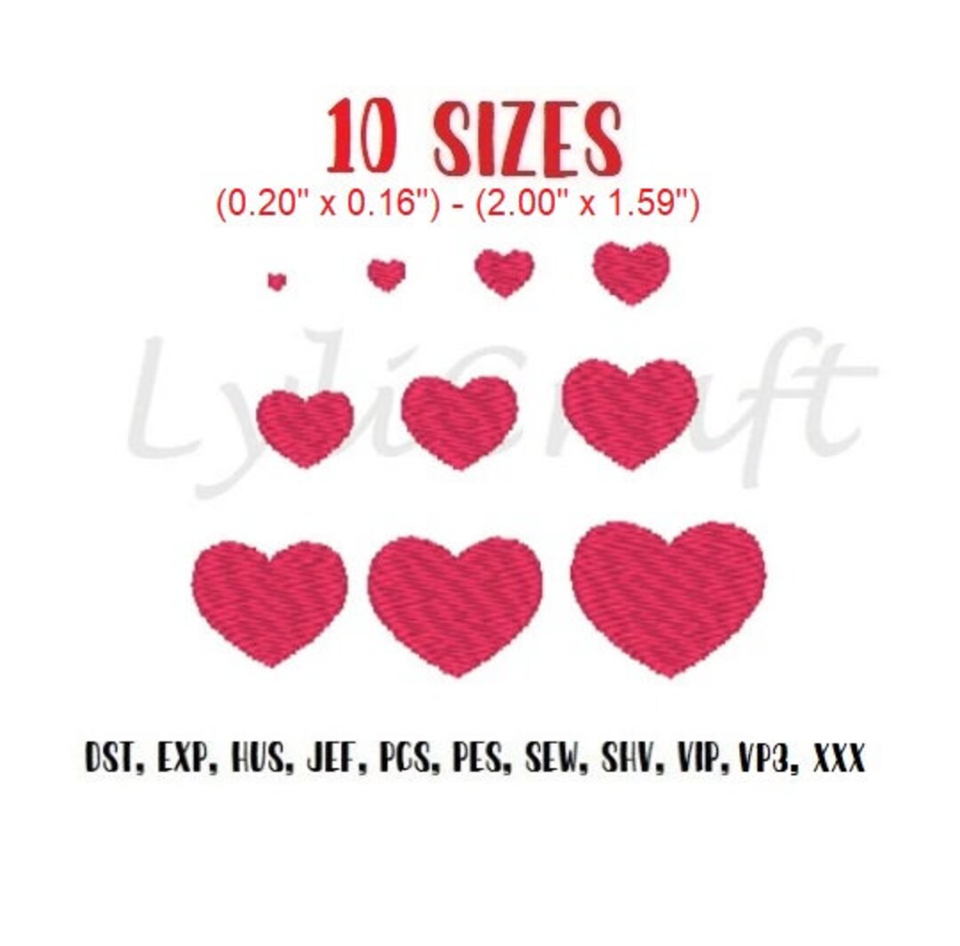 Mini Heart Embroidery Design, Small Heart Machine Embroidery Designs ...