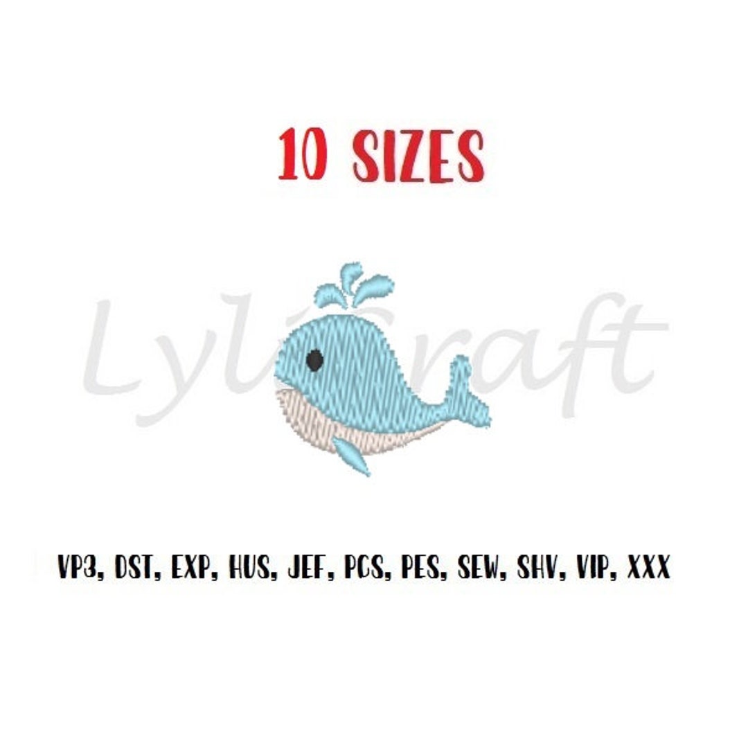 Mini Whale Embroidery Design, Small Baby Whale Machine Embroidery ...