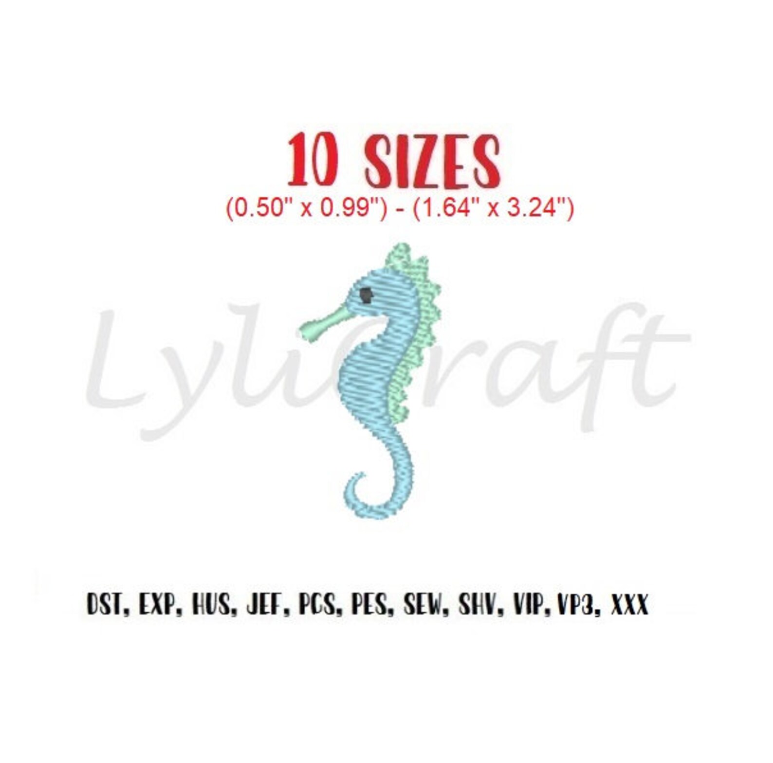 Mini Seahorse Embroidery Design, Small Seahorse Machine Embroidery ...