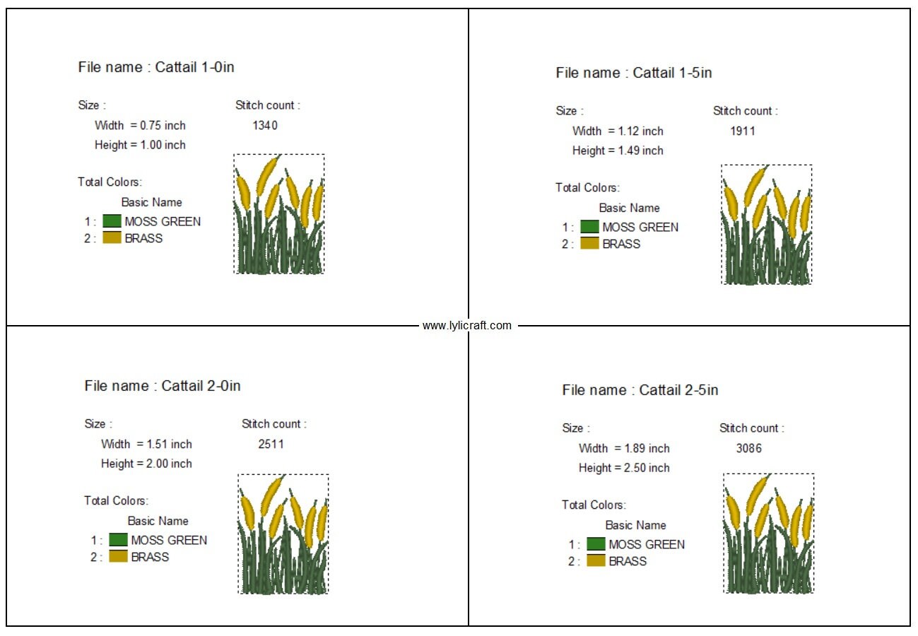 Mini Cattail Grass Embroidery Design Small Cattails Plant - Etsy