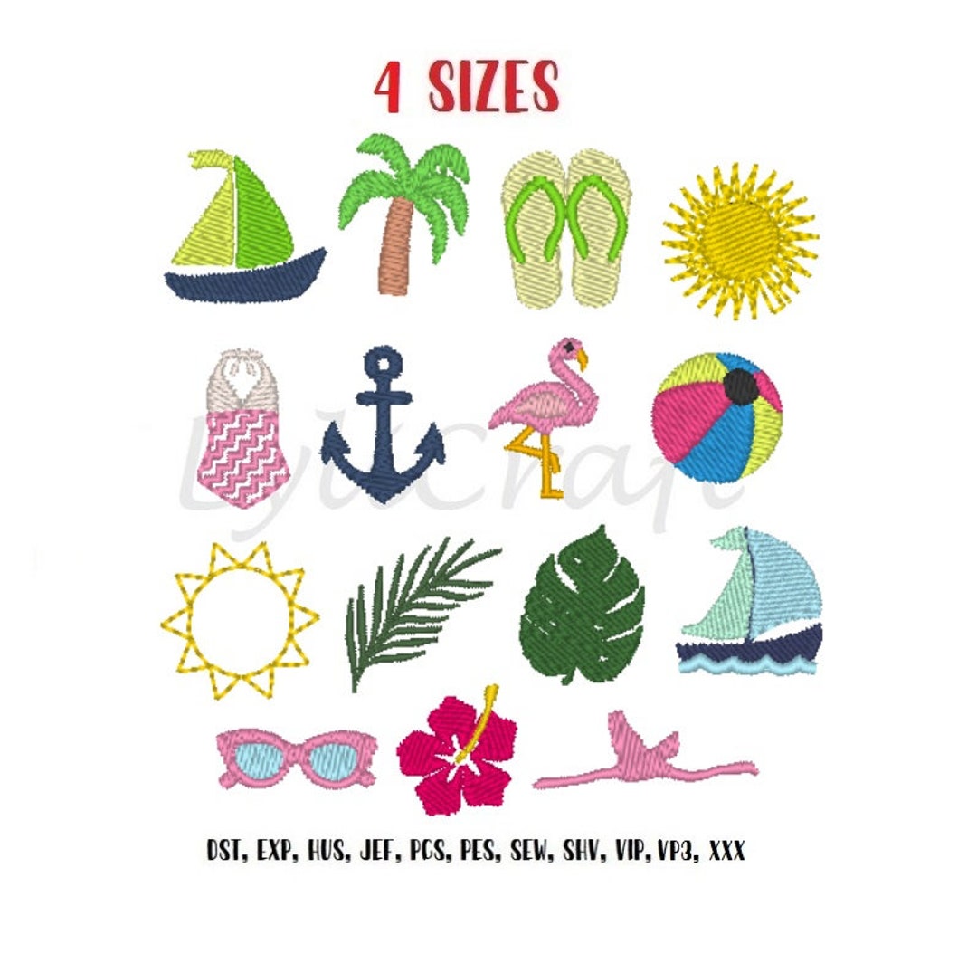 Mini Summer Embroidery Design, Small Machine Embroidery Bundle Set ...