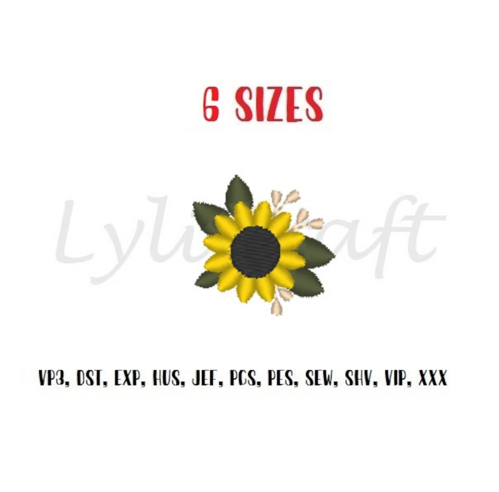 Mini Sunflower Embroidery Design, Small Sunflower Machine Embroidery ...