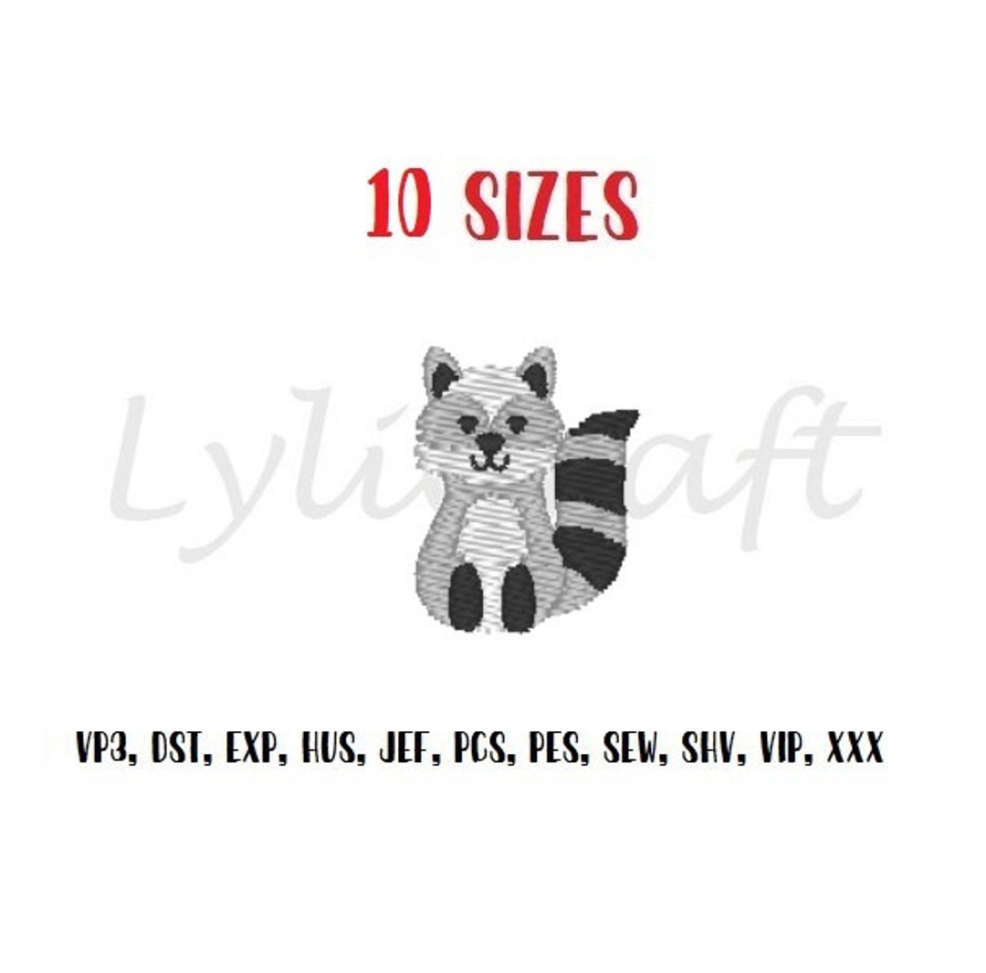Mini Raccoon Embroidery Design, Baby Raccoon Machine Embroidery Design ...
