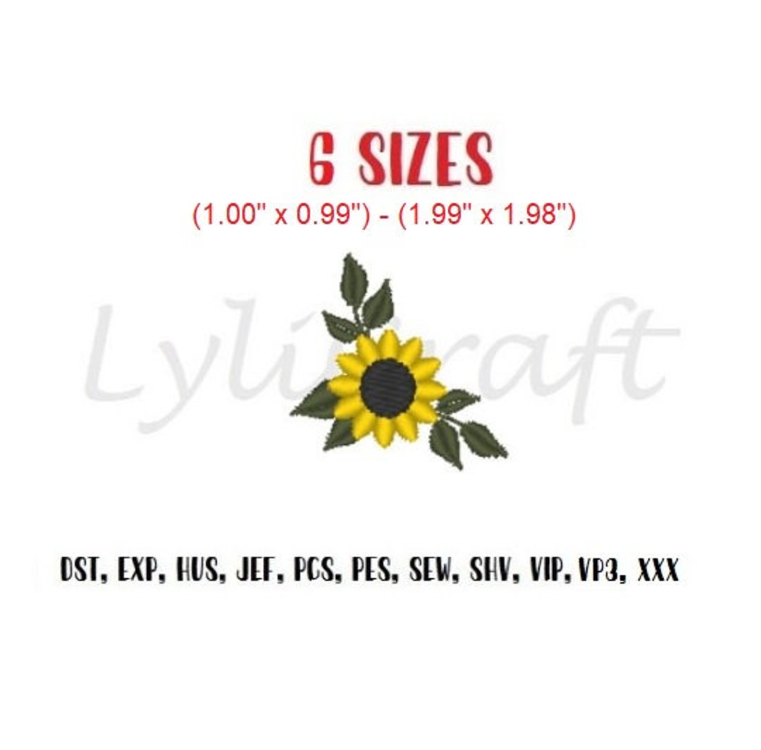 Mini Sunflower Embroidery Design, Small Sunflower Machine Embroidery ...
