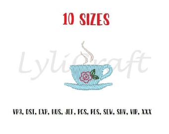 Teacup Machine Embroidery Design Instant Download Tea - Etsy